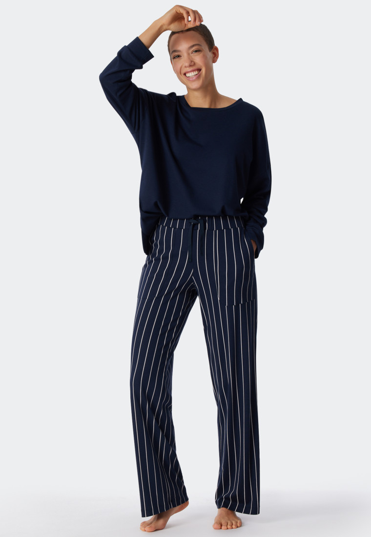 Pajamas long modal oversized shirt dark blue - Modern Nightwear | SCHIESSER