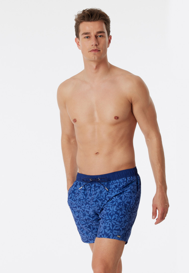 Badeshorts Webware Blumen gemustert navy - Casual Swim | SCHIESSER