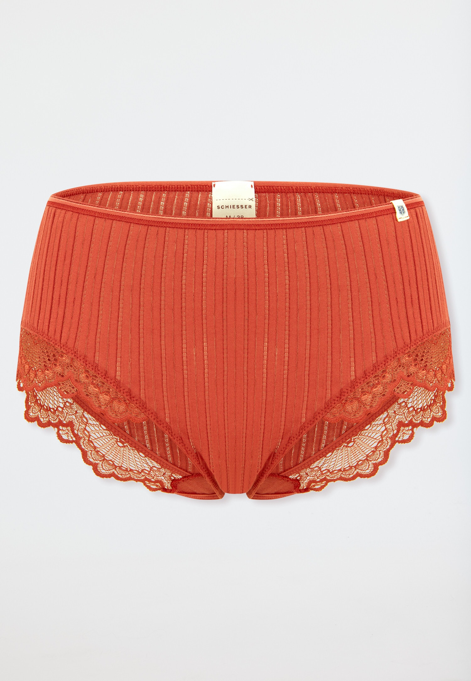 Midi panty fine rib needle out structure lace terracotta - Revival ...