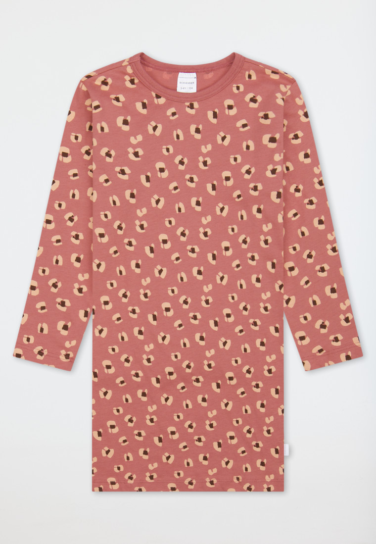 Long-sleeve animal print sleep shirt dusky pink - Kids Nightwear ...
