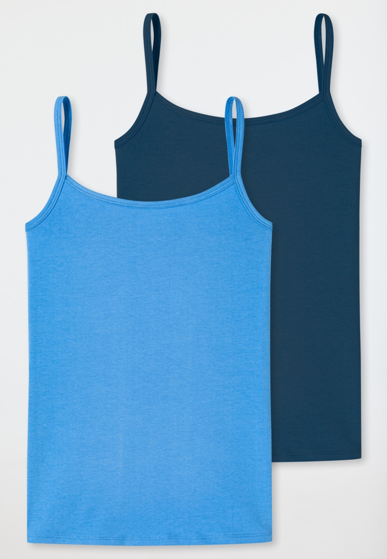 Spaghetti tops 2-pack Organic Cotton midnight blue/ light blue - 95/5 ...