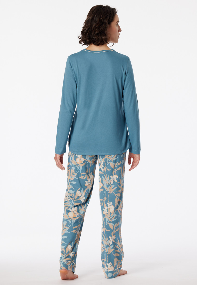 Pyjamas long blue gray - Comfort Nightwear | SCHIESSER